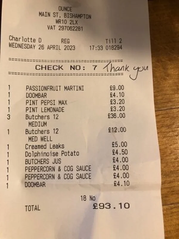 Ounce At The Dolphin Reservation | Bishampton, England | Steakhouse ...